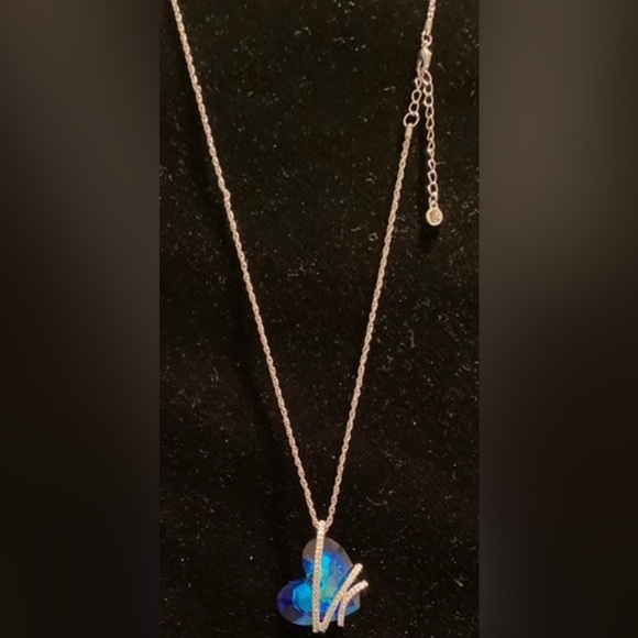 Jewelry | Blue Heart Sapphire And Swarovski Crystal Sliver Tone Costume ...